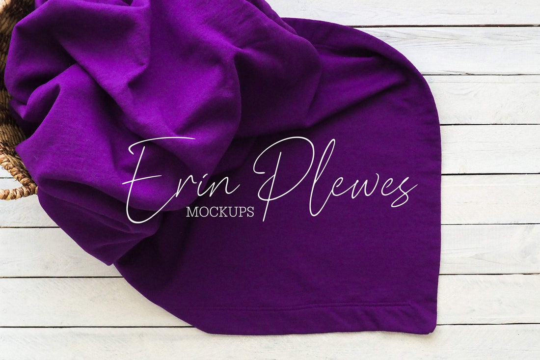 Stadium Blanket Mockup, Purple Blanket Mock Up Lifestyle Stock Photo ...